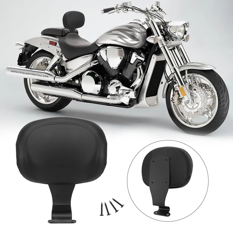 Motorcycle Front Rider Plug In Driver Backrest Black Sissy Bar Leather ...