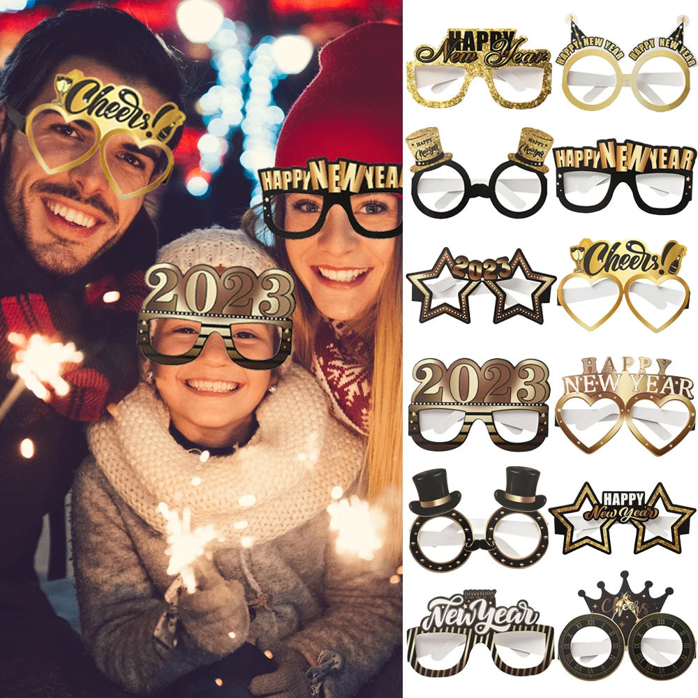2023-Happy-New-Year-Decorations-Glasses-Frame-Photo-Props-Shiny ...