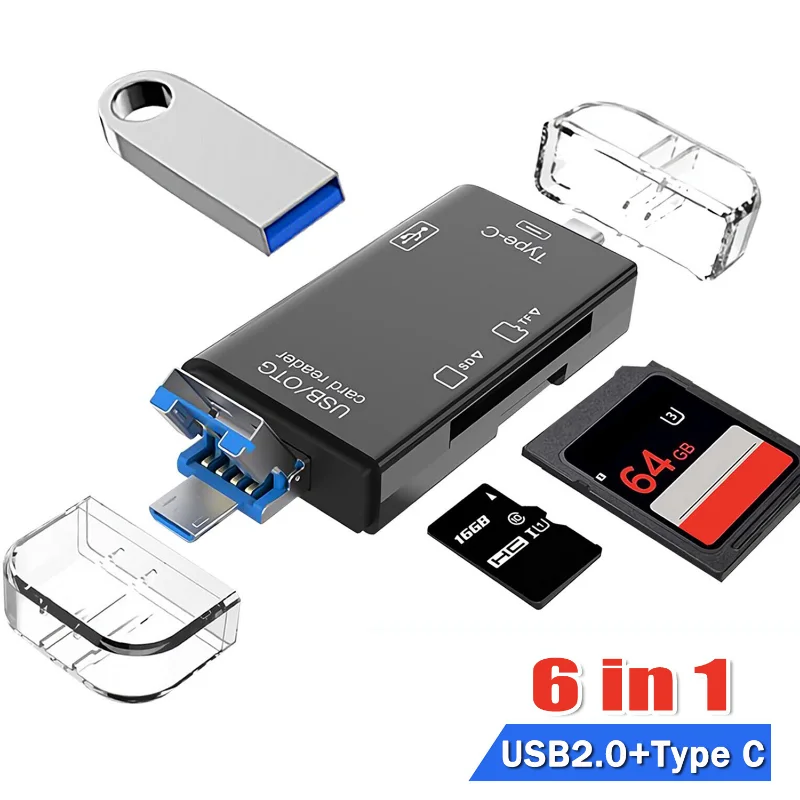 6in1-Universal-Type-C-To-USB-2-0-OTG-Card-Reader-Adapter-SD-TF-Micro ...