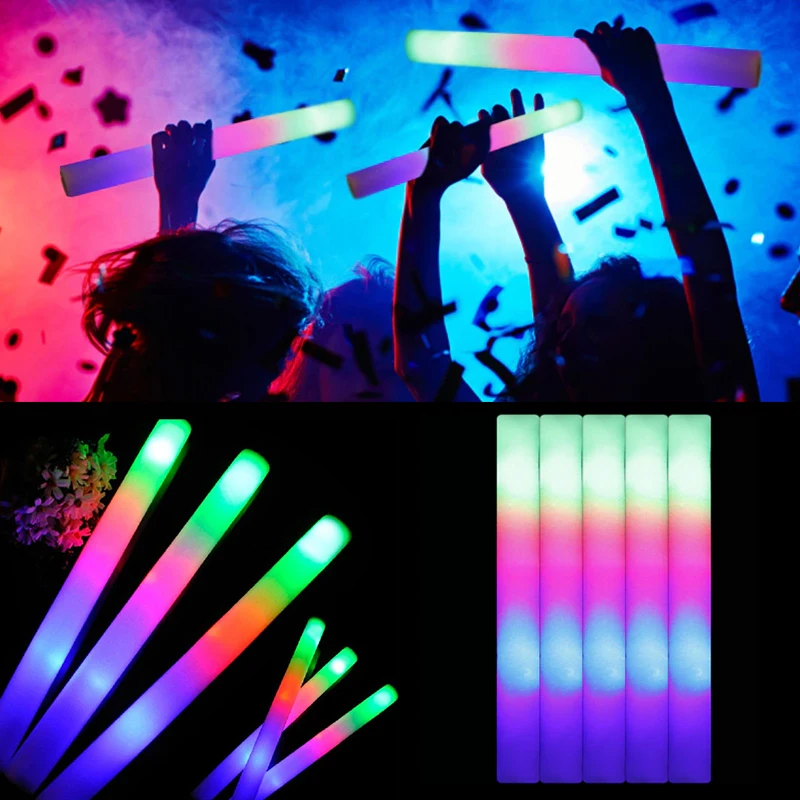 10-20-30pcs-Glow-Foam-Sticks-RGB-LED-Glow-Sticks-Light-Up-Cheer-Tube ...