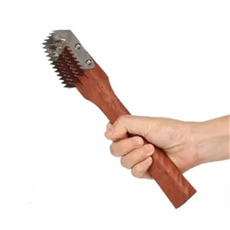 Wooden wood handle Fish Skin Brush Fast Remove Fish Scale Scraper ...