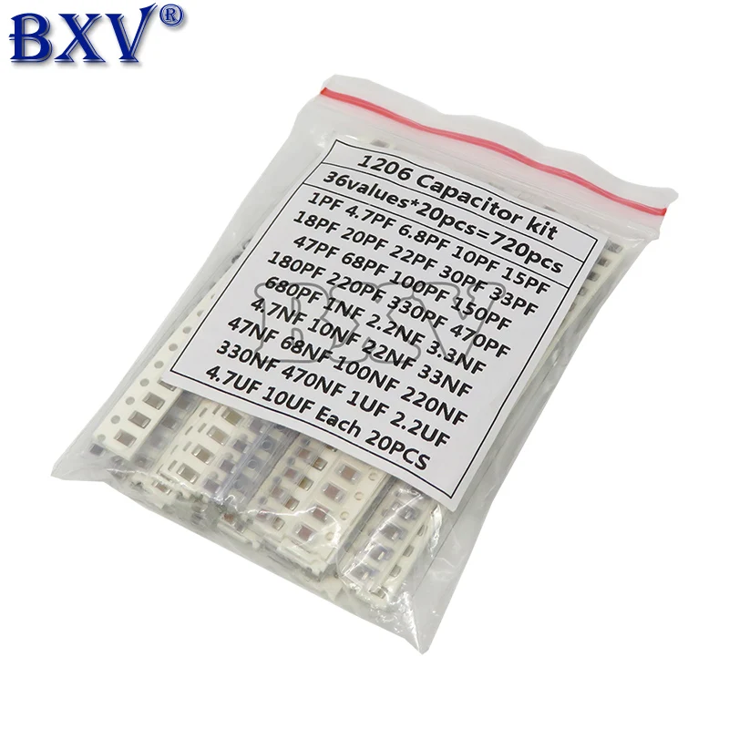 36VALUES Capacitors 1PF-10UF ELECTRONIC CAPACITOR SET 1206 SMD CERAMIC ...