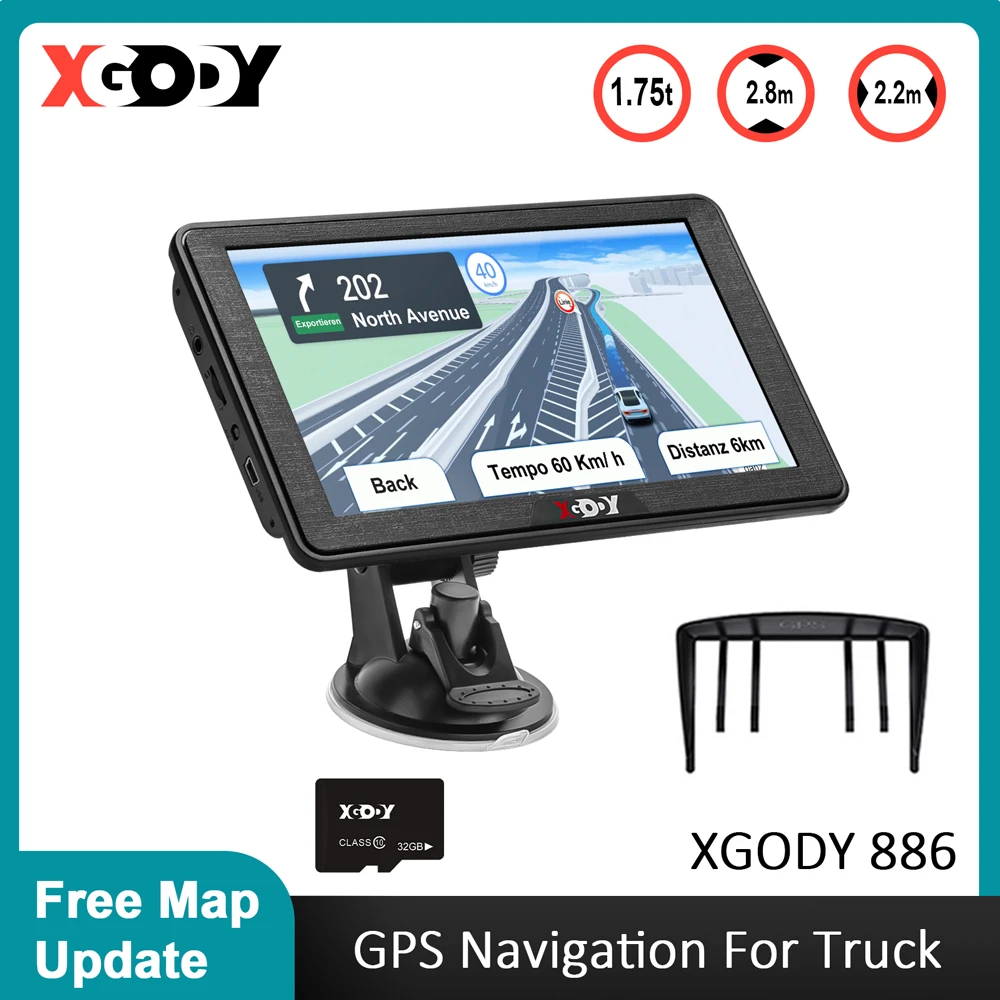 Xgody 7inch Gps Truck Car Navigation 886 256m+8gb Capacitive Touch ...