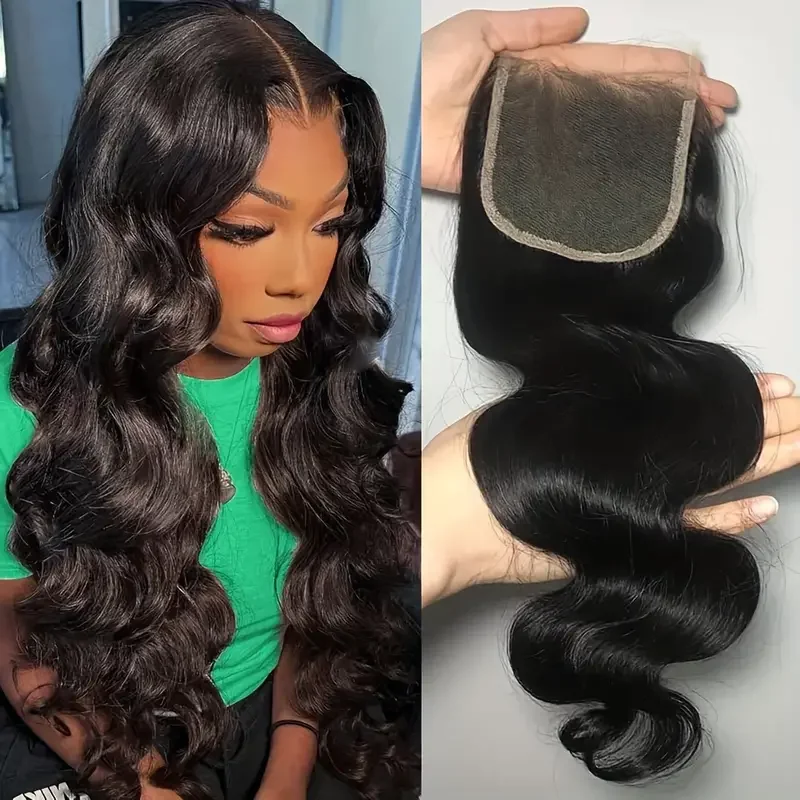 Body-Wave-Lace-Closure-Natural-Black-Peruvian-Remy-Human-Hair-Weave-4x4 ...