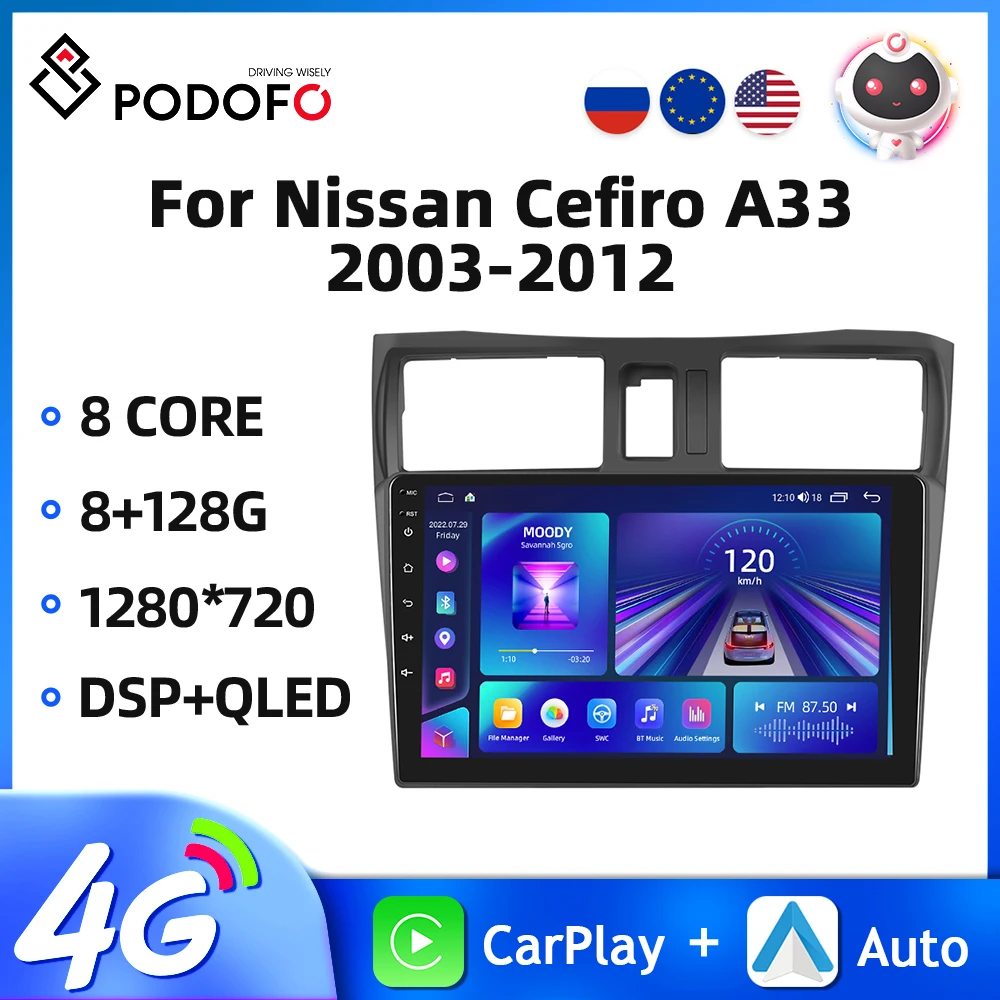 Podofo-9-Android-Car-Radio-For-Nissan-Cefiro-A33-2003-2012-Multimedia-Player-Carplay-Android ...