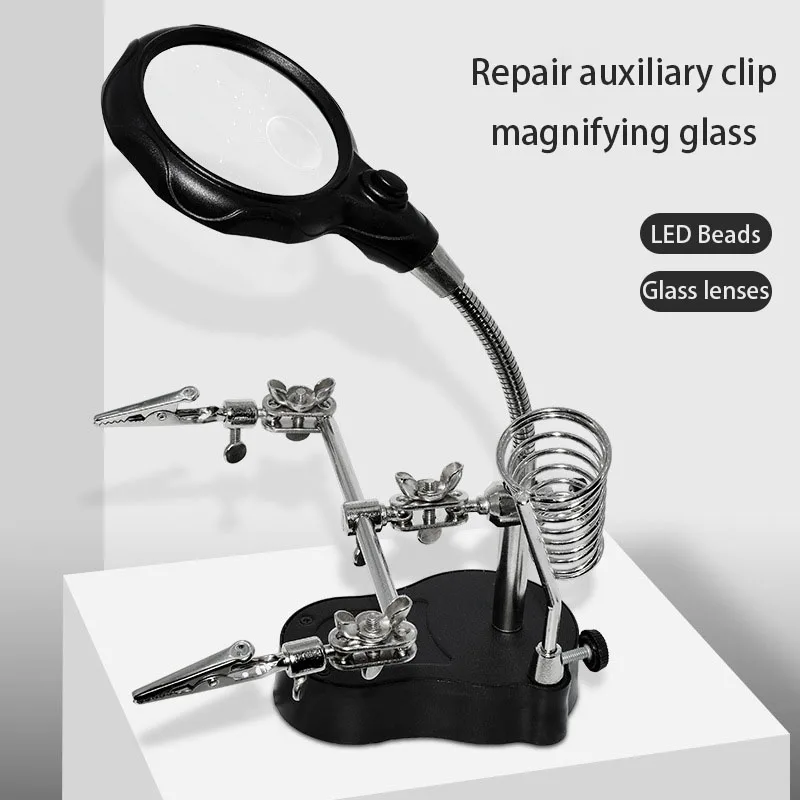 3-5X-12X-Welding-Auxiliary-Clip-Magnifier-Electric-Soldering-Iron ...