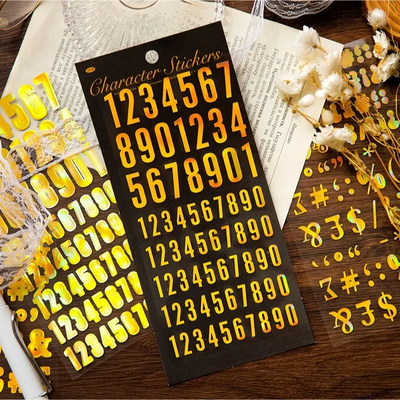 Gold-Foil-Symbol-Numbers-Letters-Stickers-For-Decoration-Planners ...