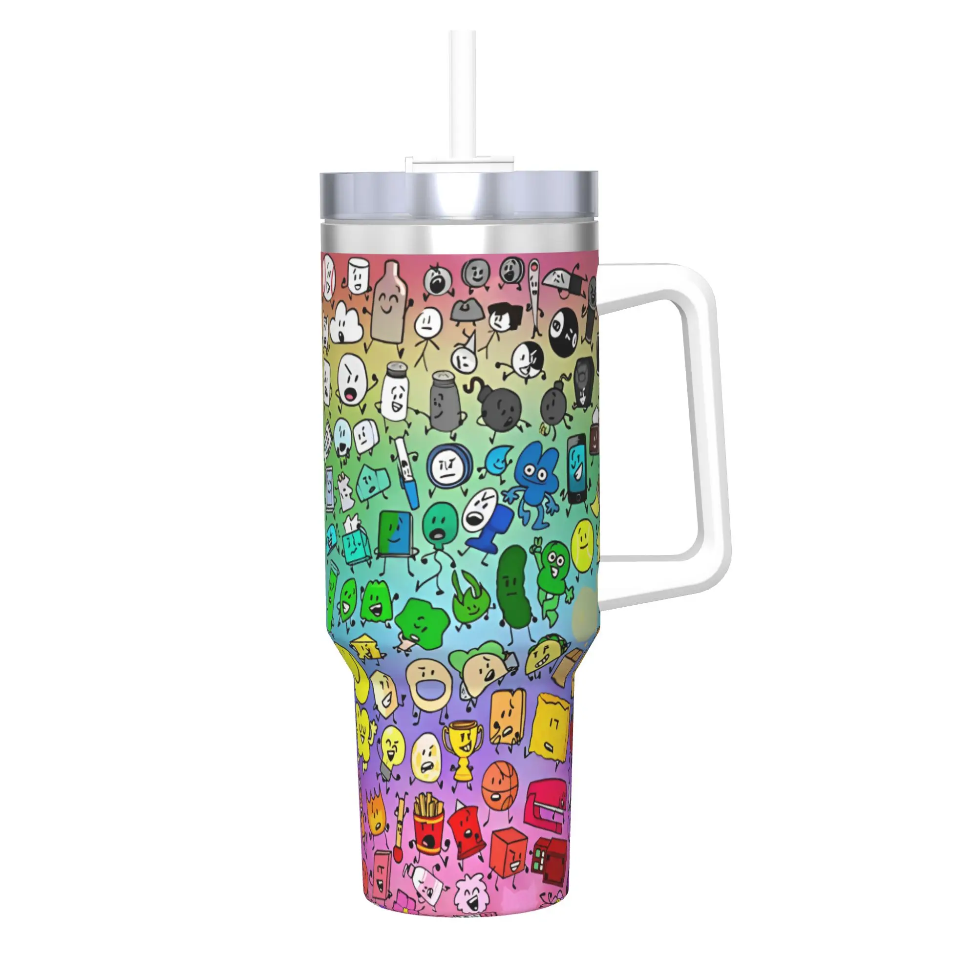 BFDI Inanimate Insanity Rainbow 40oz Vacuum Insulated Tumbler Battle ...