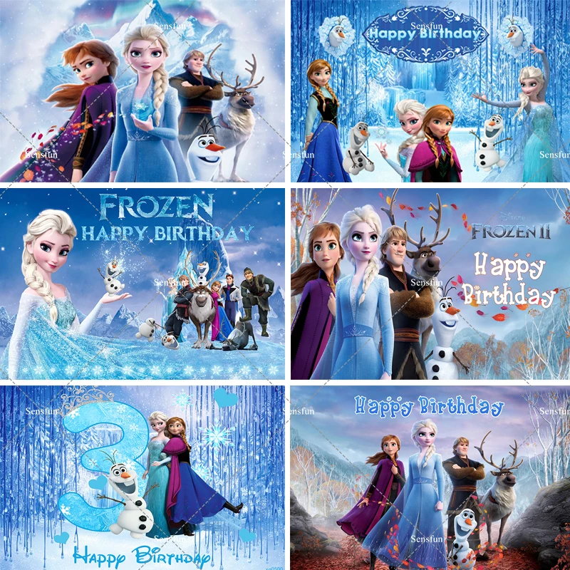 Disney-Frozen-Theme-Princess-Elsa-Anna-Girls-Birthday-Party-Backdrop ...