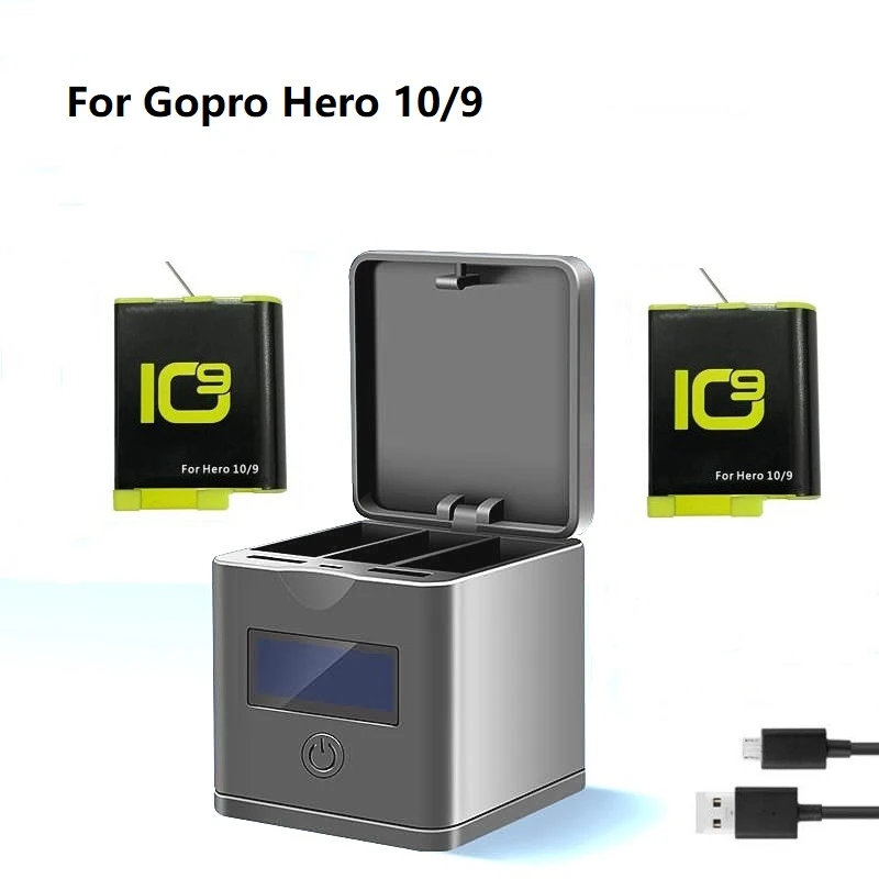 3 Way Lcd Screen Charging Case /box Charger For Gopro Hero 9/10 Fully ...