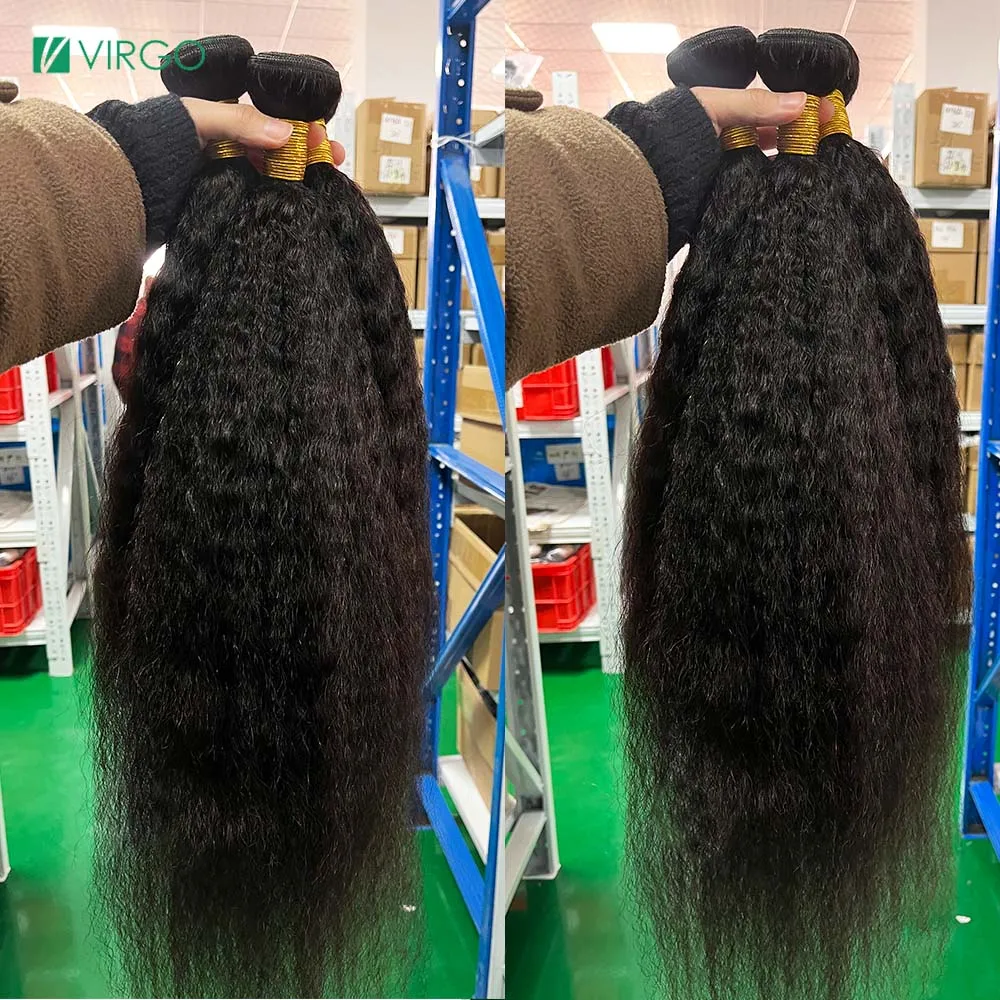 Kinky cabelo brasileiro em linha reta tecer pacotes 100% cabelo humano ...