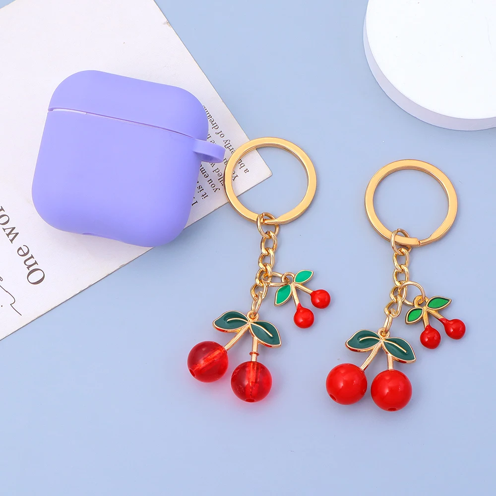 Exquisite Red Cherry Keychain Fashion 3D Transparent Acrylic Fruit Key ...