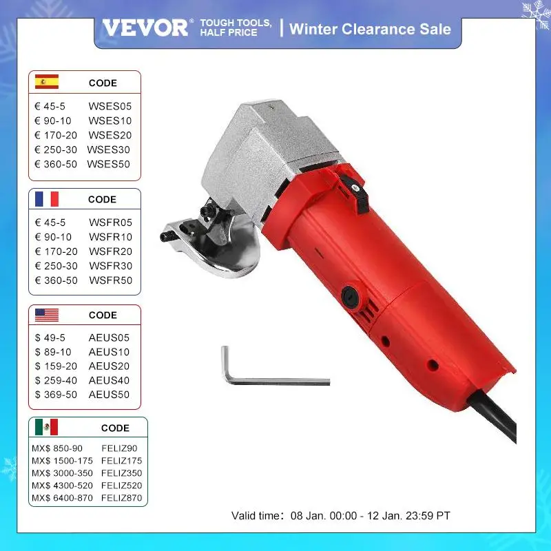 VEVOR-500W-Electric-Sheet-Metal-Shear-Handed-Snip-Scissor-2-5mm-Cutter ...