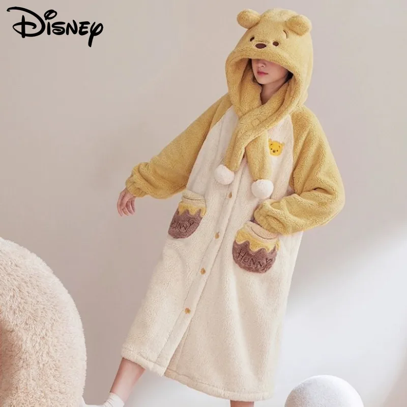 Disney-Winnie-The-Pooh-Coral-Velvet-Nightrobe-Women-s-Winter-Mid-Long ...