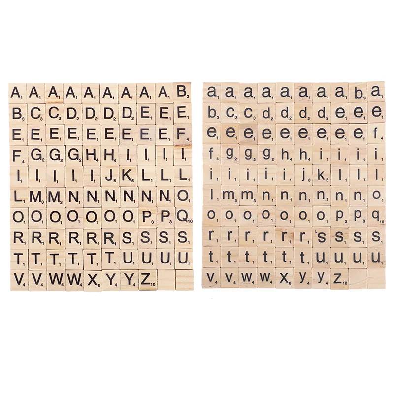 100Pcs Wood Letter Tiles DIY Crafts Gift Wedding Party Christmas ...