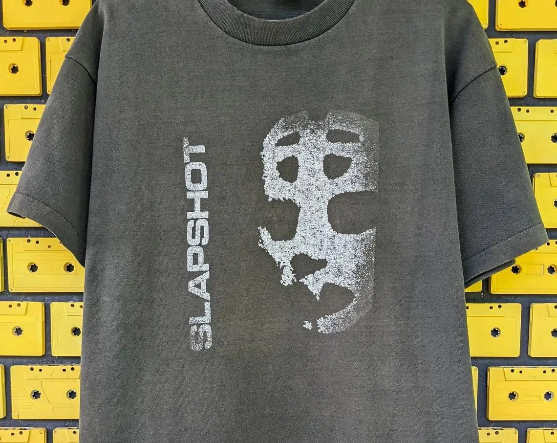 Vintage Late 80s 90s Slapshot Band T-Shirt Goalie Mask Boston Hardcore ...