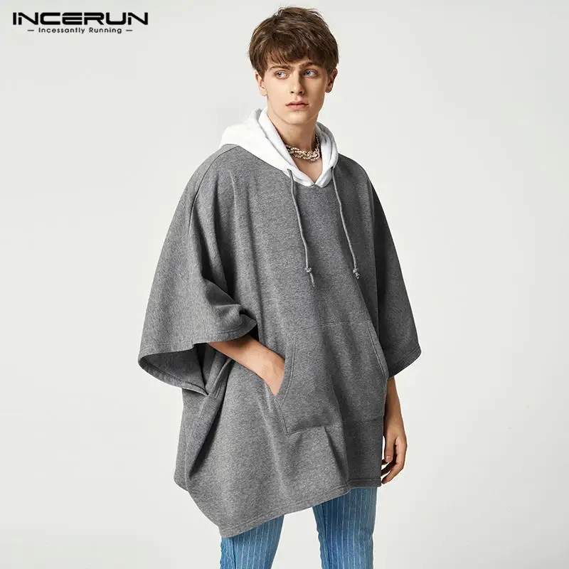 INCERUN Sudadera con capucha Irregular para hombre, ropa de calle con ...