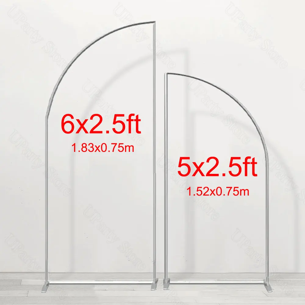 5-6ft-Silver-Chiara-Arch-Stand-Aluminum-Alloy-Half-Moon-Metal-Wedding ...
