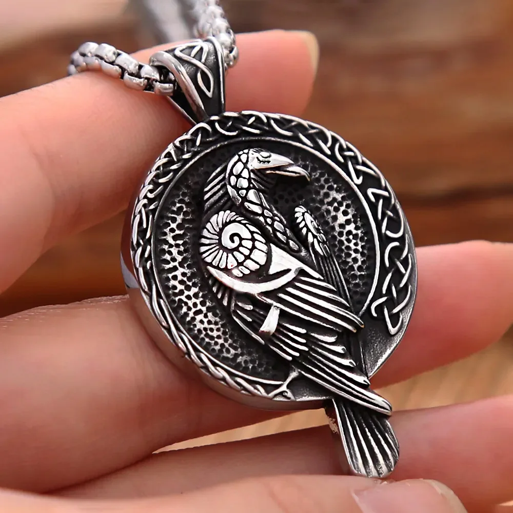 Vintage-Raven-Viking-Nordic-Necklace-Stainless-Steel-Celtic-Knot ...