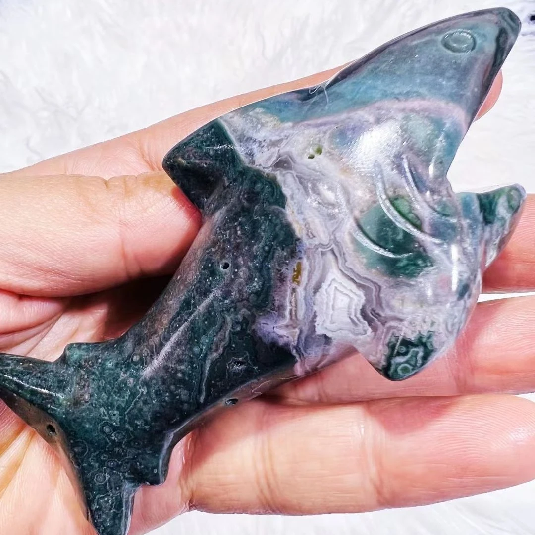 2pcs 110mm Natural Crystals Sea Animals Dolphin Ocean Jasper Whale ...