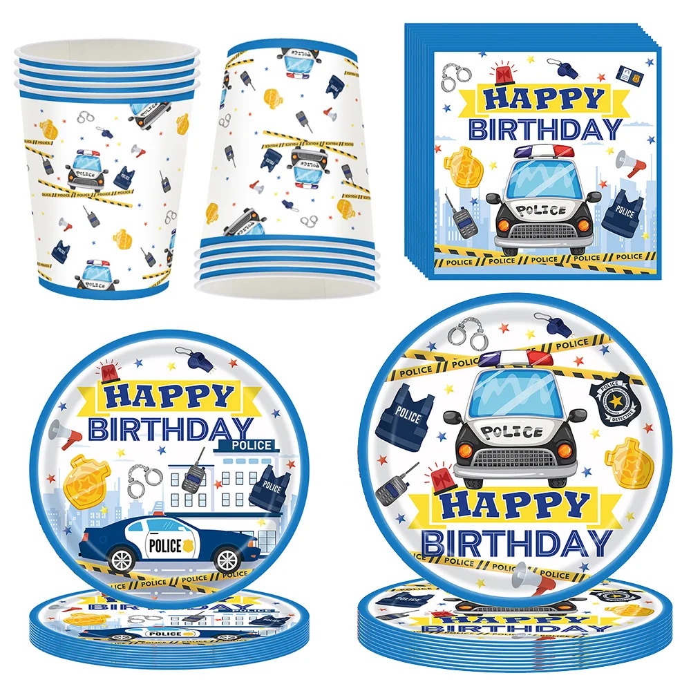 Police Party Plates Cups Napkins Party Supplies Police Birthday Party ...
