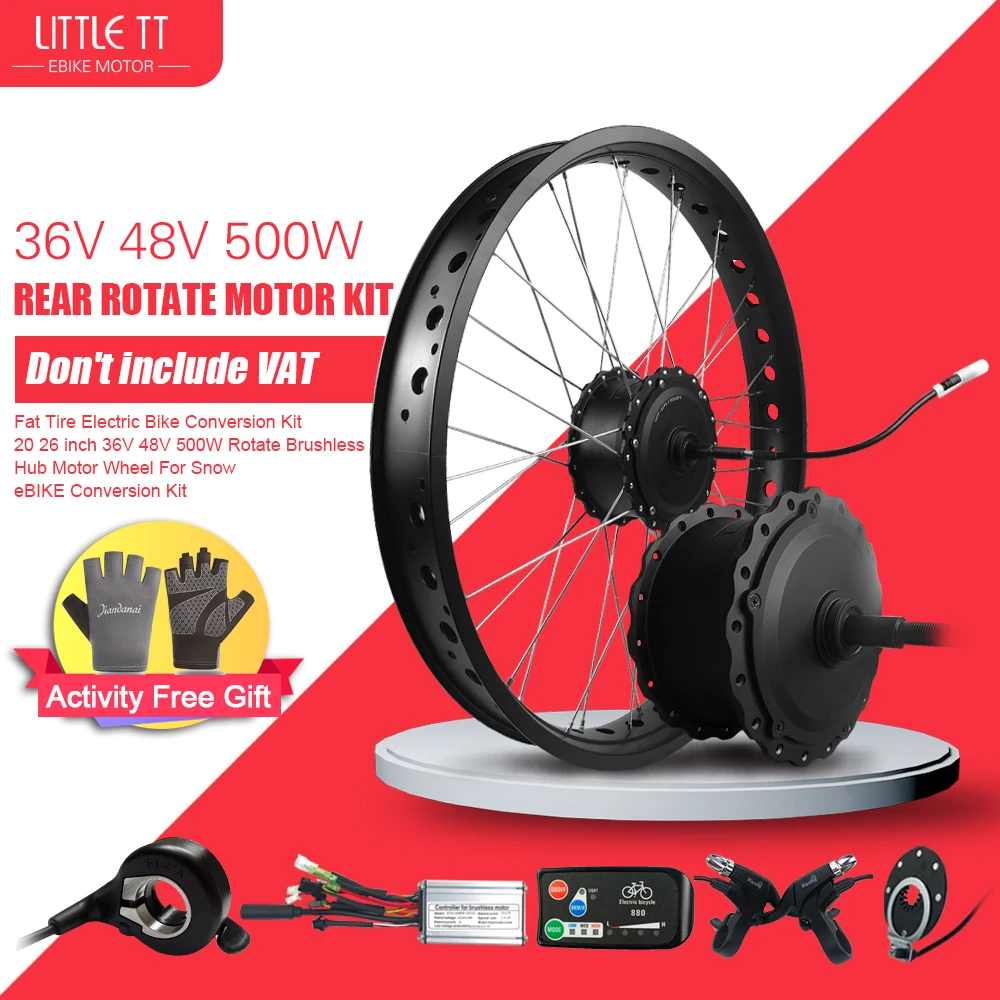 스노우 전기 자전거 변환 키트, 36V48V 500W 20 26 인치 4.0 타이어 회전 자전거 허브 모터 휠, Ebike 팻 변환 키트| | - AliExpress
