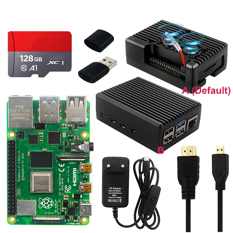 Raspberry Pi 4 Model B 2gb 4gb 8gb Ram Dual Fan Aluminum Case 5v 3a ...