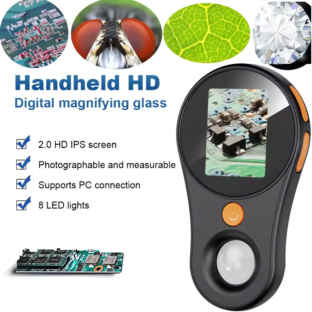 500X Magnification Digital Handheld Microscope Magnifier Magnifying ...