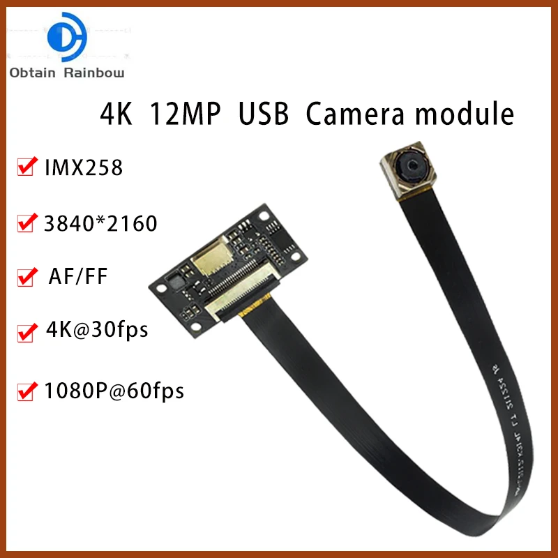 Módulo de cámara USB IMX258 CMOS 4K 12MP 3840x2160 30fps/60fps AF/FF ...
