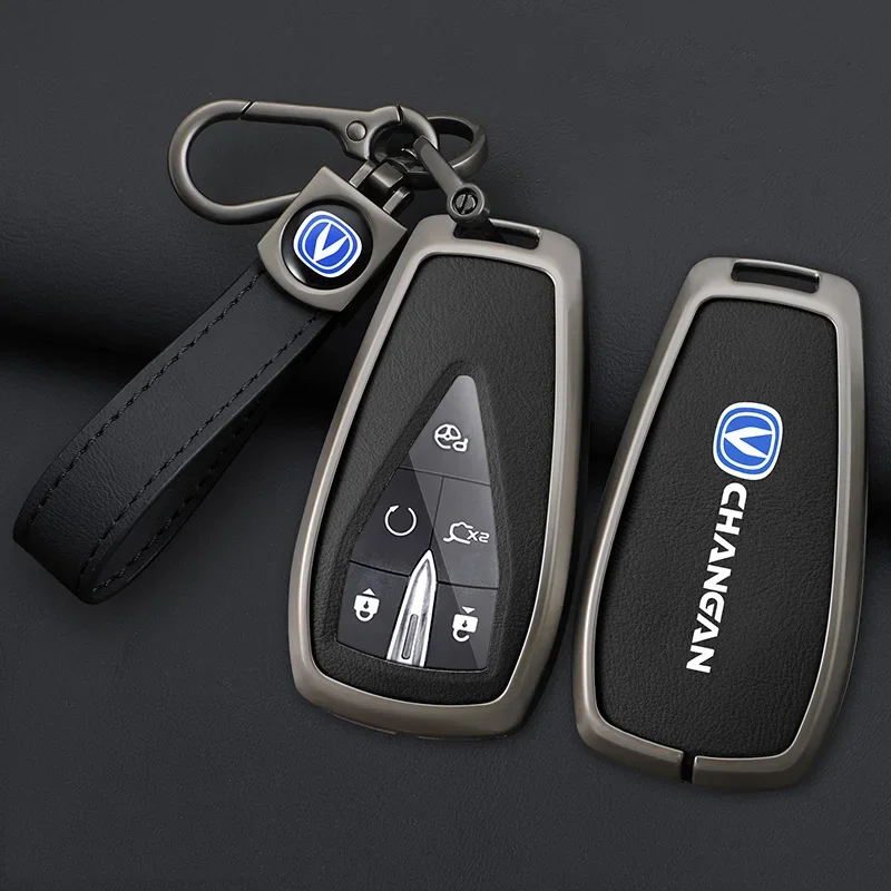 Zinc Alloy Leather Car Key Case Cover Shell for Changan UNIT UNIK ...