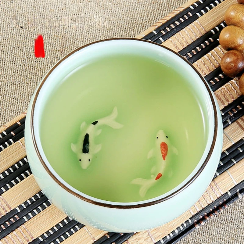 Longquan Celadon Tea Set Fish | Chinese Tea Cup Fish | Chinese Tea Cup ...