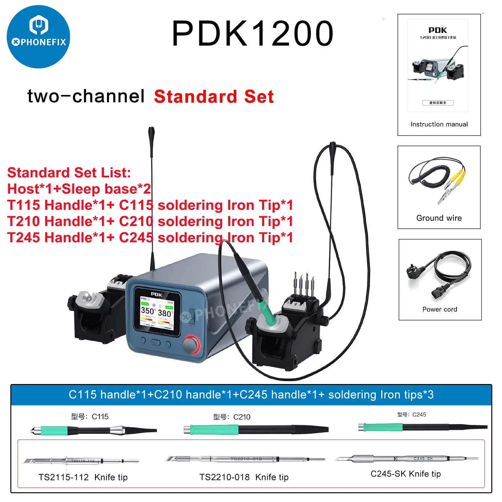 i2C-PDK1200-300W-Intelligent-Double-Soldering-Station-Support-T115-T210 ...