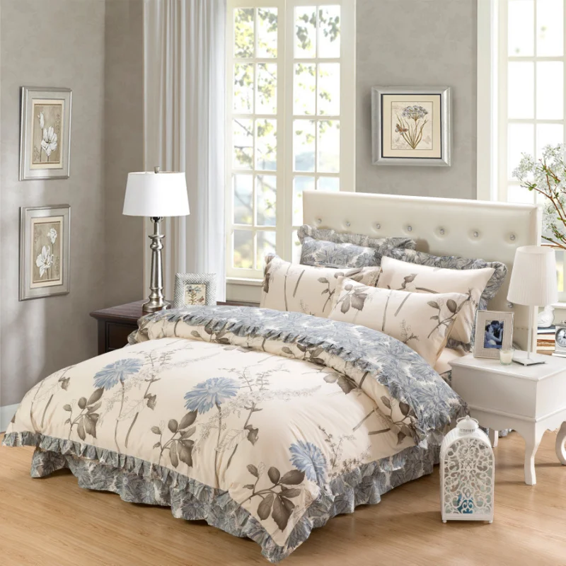 100-Cotton-Korean-Style-Bedding-Comforter-Cover-Set-with-Pillowcase-Flower-housse-de-couette ...