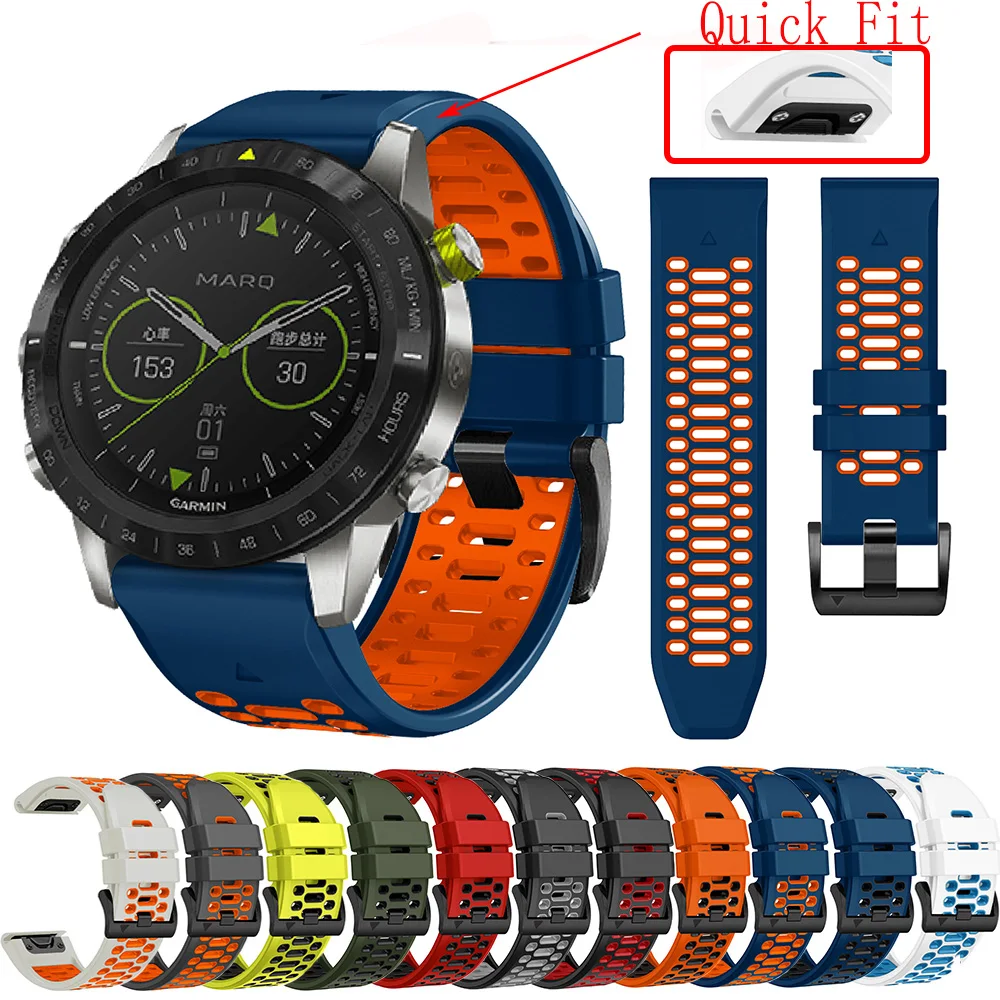 QuickFit-26-22mm-Two-Tone-Silicone-WristStrap-For-Garmin-Fenix-7X-7-Pro ...