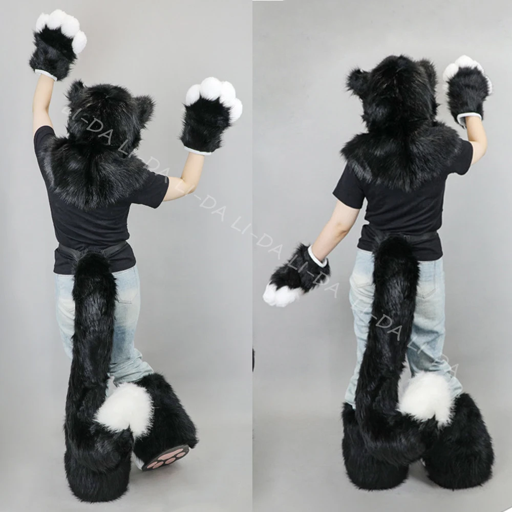 Fluffy Animal Long Tails Furry Long Cat Tail Halloween Party Props ...