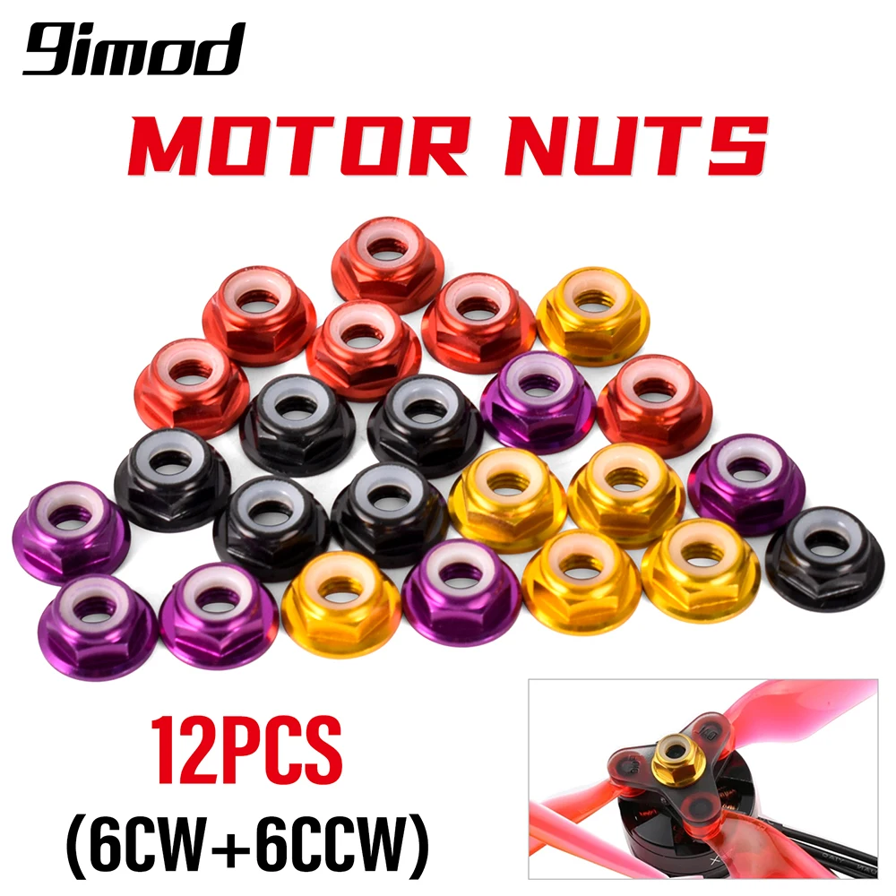 12pcs-M5-Motor-Screw-Nuts-Aluminum-Alloy-CW-CCW-Flange-Nylon-Insert ...