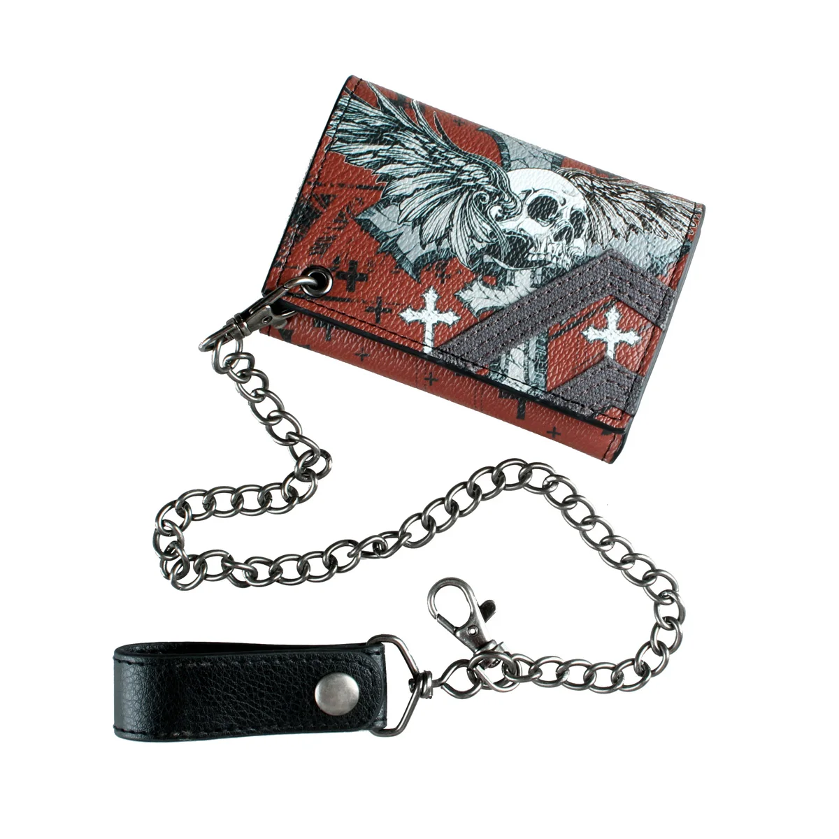 Men's Skull Cross Chain 3 Fold Men's Wallet, Creative Wallet, Christmas ...