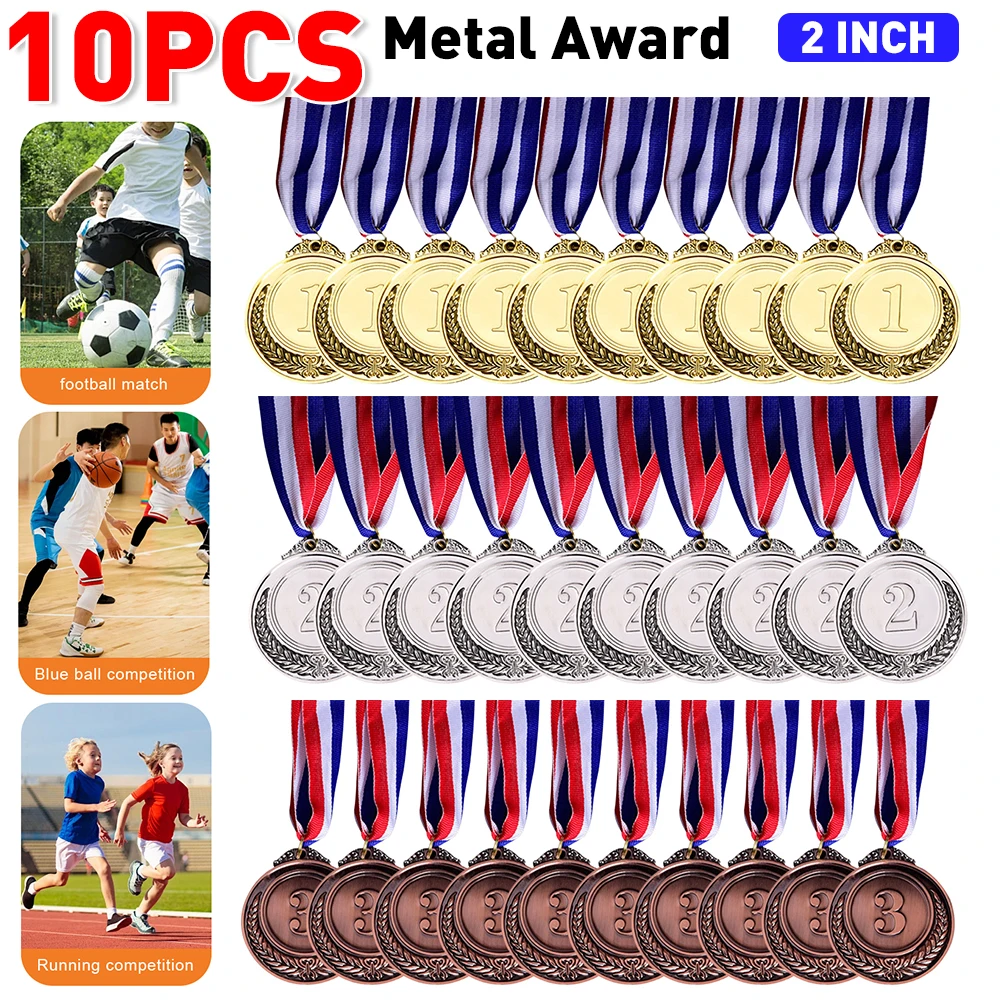 10Pcs-Gold-Silver-Bronze-Metal-Award-Medals-Winner-Reward-Football ...