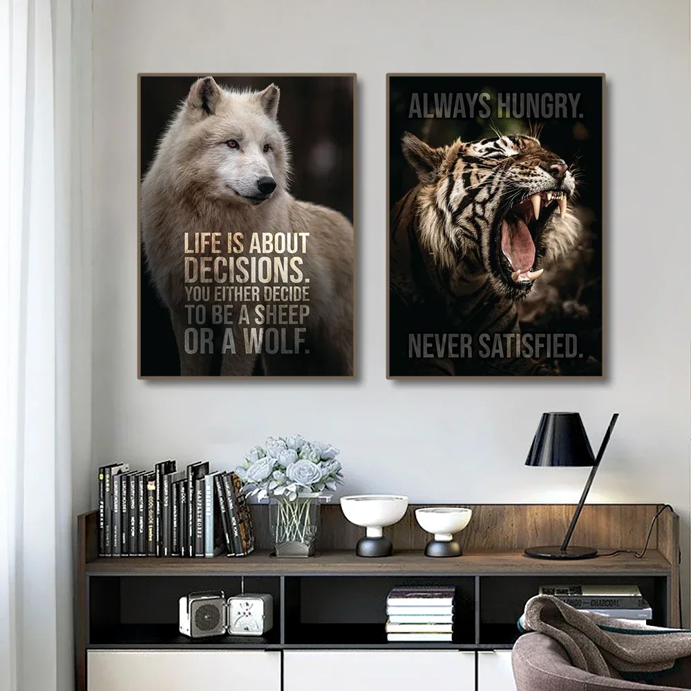 Motivational-Animal-Poster-Eagle-Tiger-Lion-Wall-Art-Canvas-Painting ...