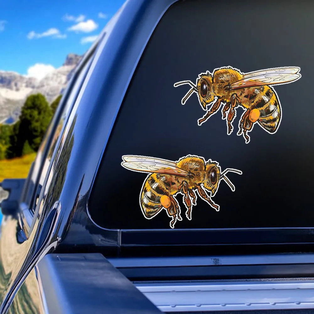 2pcs Bee Motorcycle Stickers Fuel Tank Helmet Decoration Animal ...