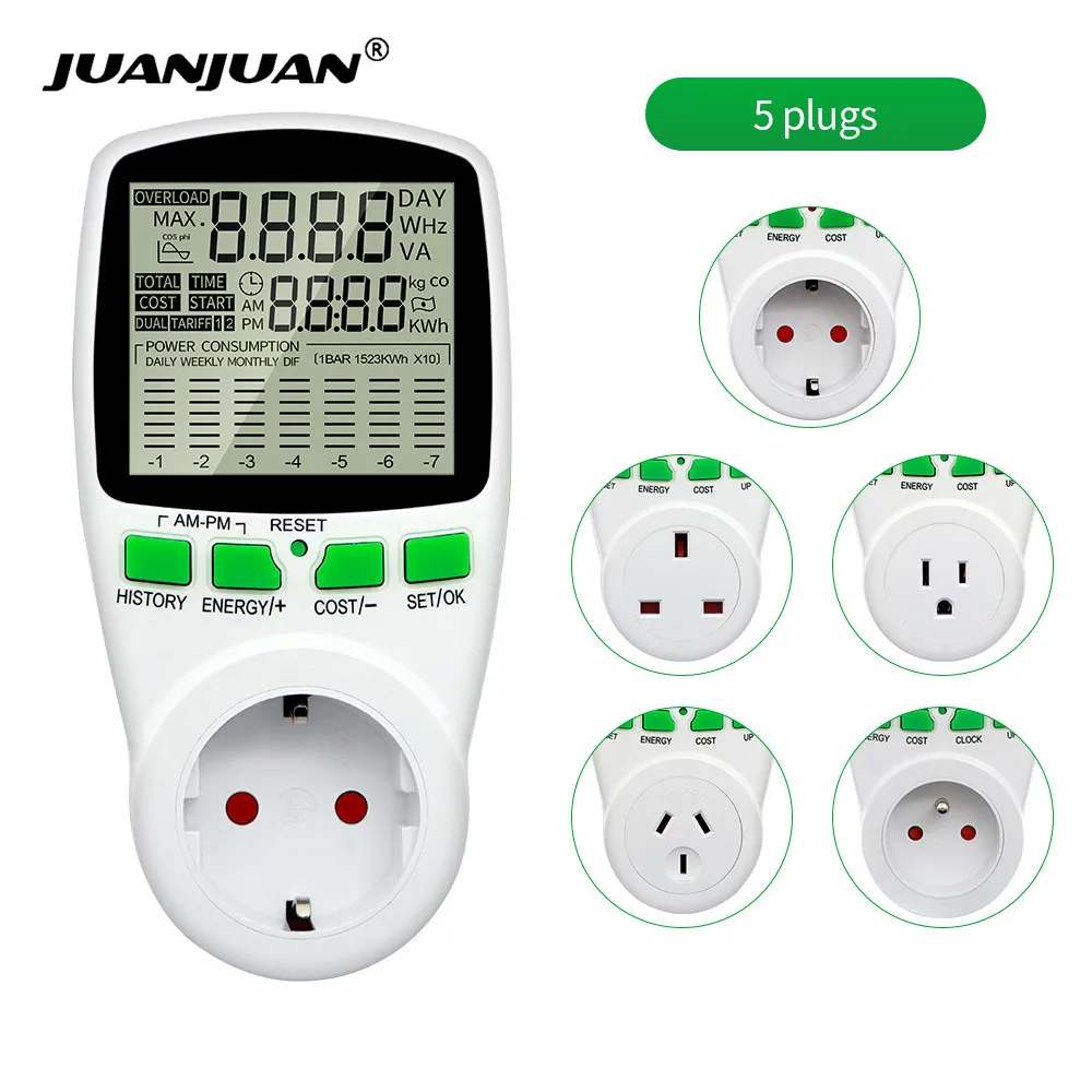 Digital-AC-Power-Meter-Socket-Wattmeter-Energy-Meter-50Hz-Watt-Cost ...