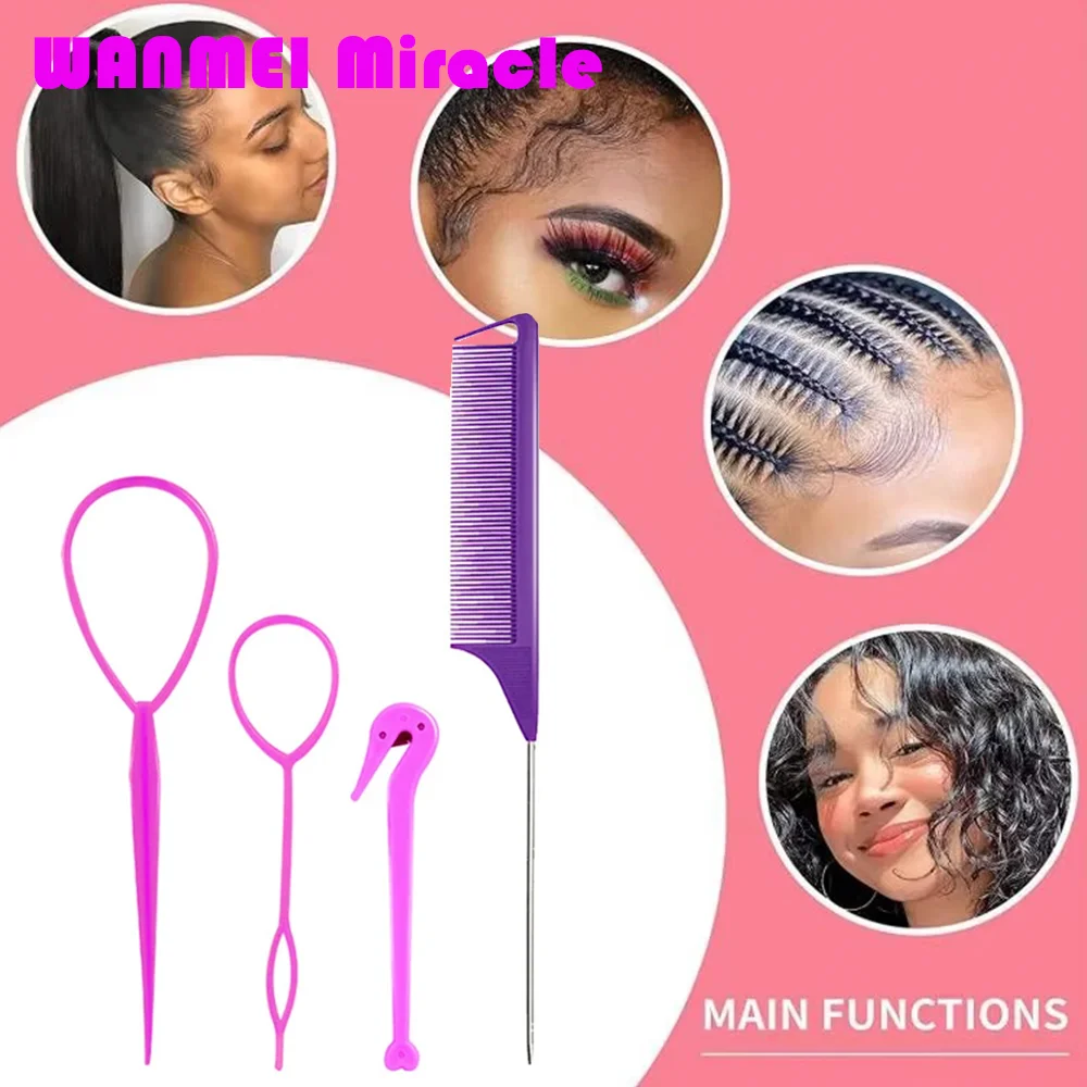 4pcs/set Hair Braiding Tools Hairpin DIY Loop Braider Elastic Hair ...