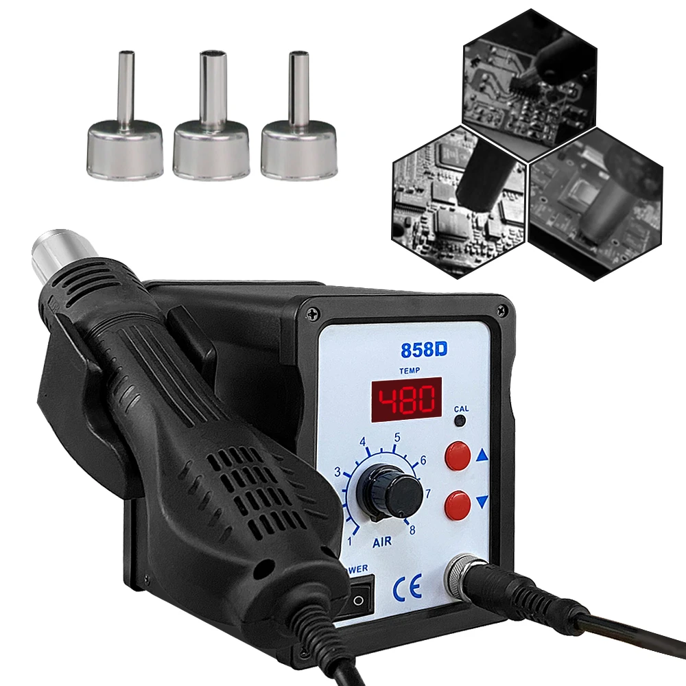 Pistola de aire caliente 858D BGA, estación de soldadura de retrabajo, soplador, secador de pelo ...