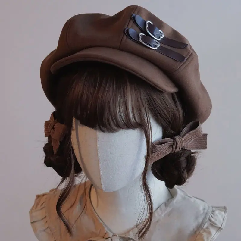 Kawaii Cloud Button Inlay Beret Spring And Autumn Small Warm Brown ...