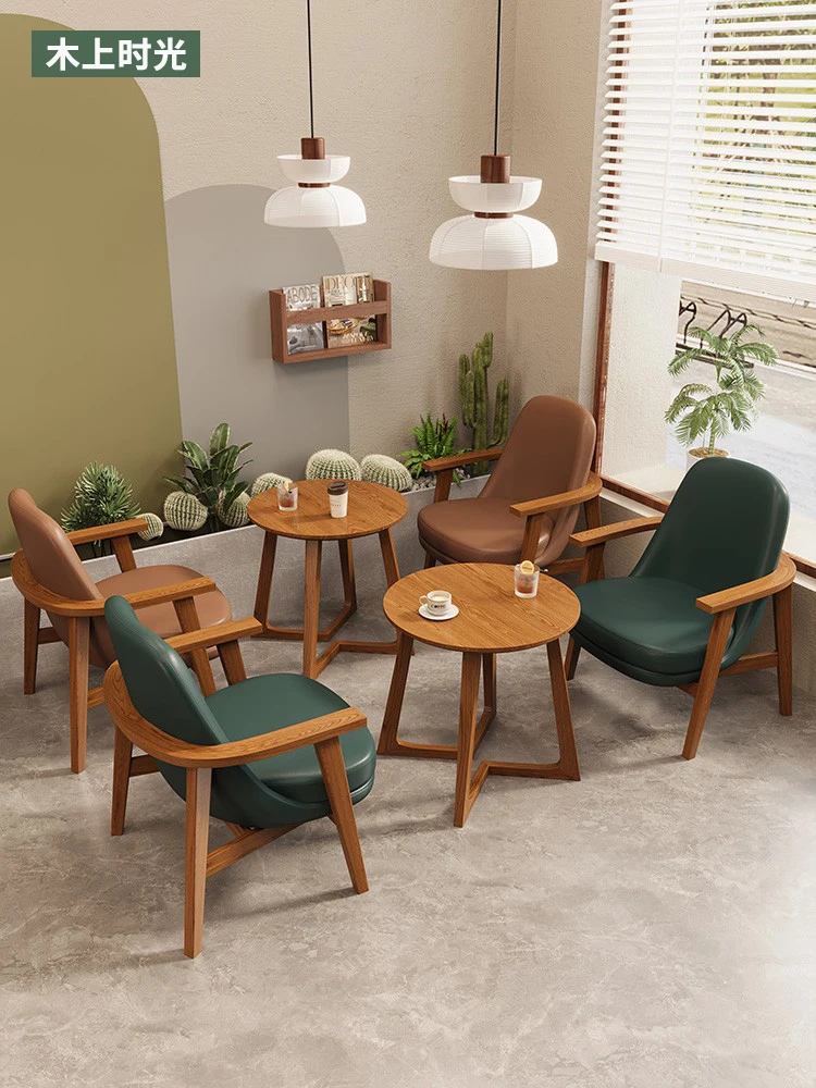 Restaurant-solid-wood-sofa-coffee-shop-booth-milk-tea-shop-table-and ...