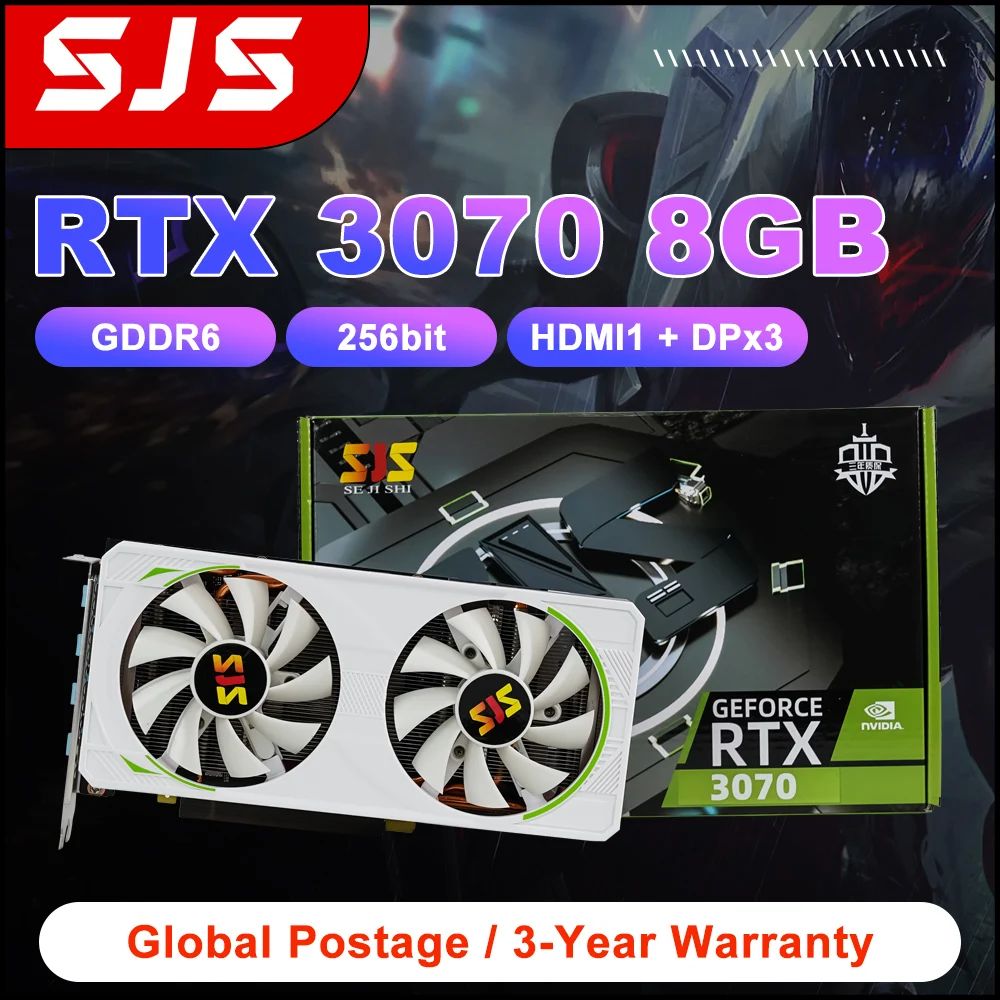 Sjs rtx3070 rtx 3070 placa gráfica 8gb nvidia gpu 8pin gddr6 256bit hdmi * 1 dp * 3 pci 4.0 8g ...