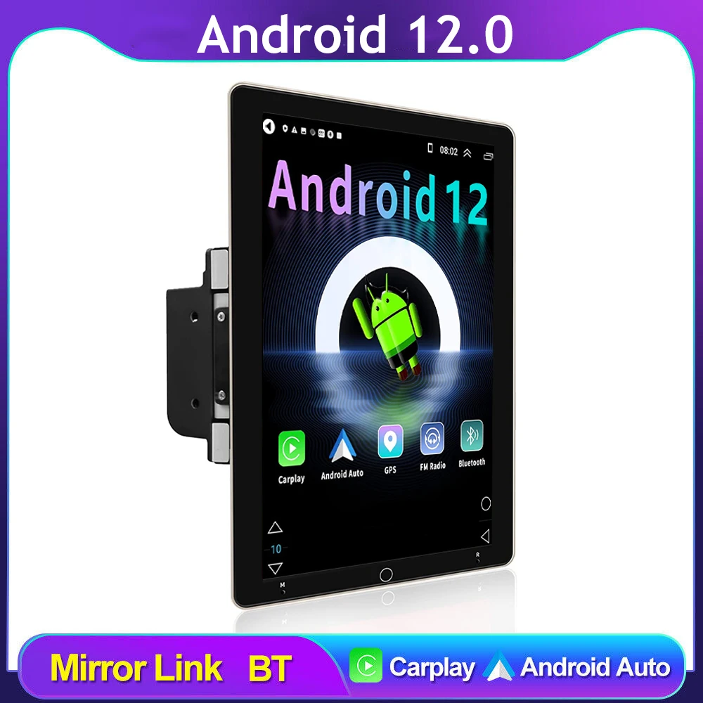 Universal-2-Din-Android-12-0-Automatic-Rotatable-10-Inch-Carplay-Car ...