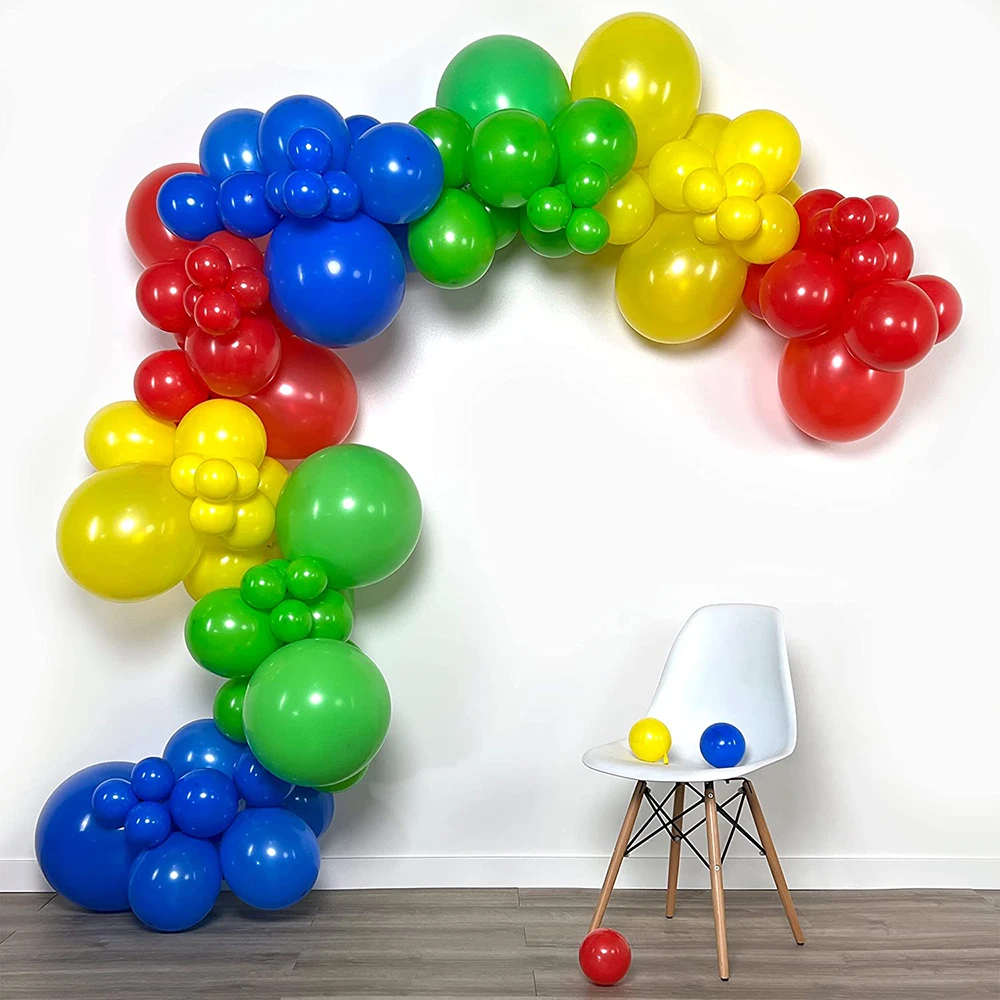 Red Green Blue Yellow Balloons Garland Arch Kit Latex Ballon Set ...