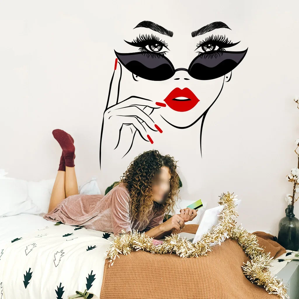 Female-Face-Beauty-Vinyl-Wall-Decal-Beauty-Studio-Door-Sticker-Cosmetic ...
