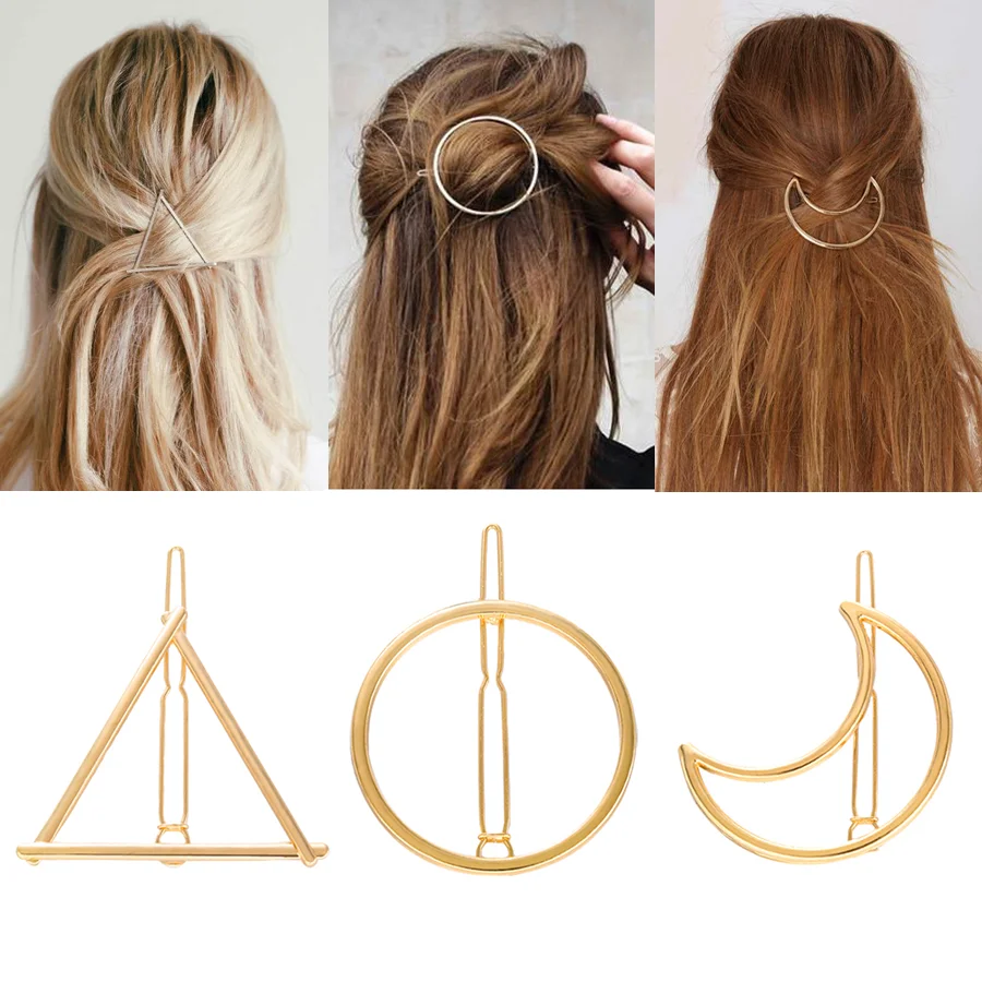 Fashion Metal Geometric Hair Clip For Women Girls Triangle Barrettes ...